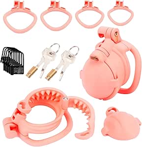 Amazon.com: Gienocy Pink Male BDSM Nylon Chastity Device Cock Cage Upgraded 3D Cage with 4 Arc ...