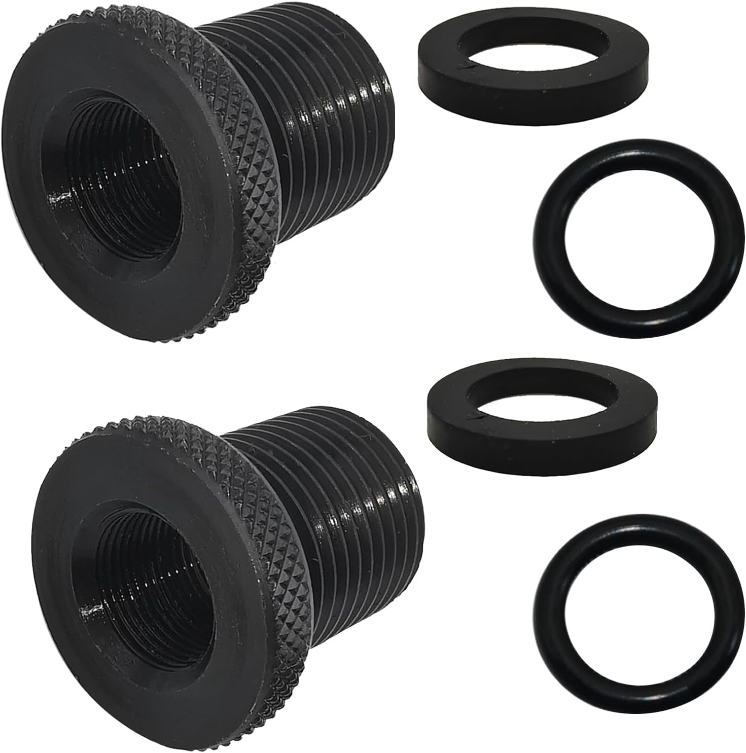 Gugaguga Steel Thread Adapters with Rubber Washers 2-Pack Black
