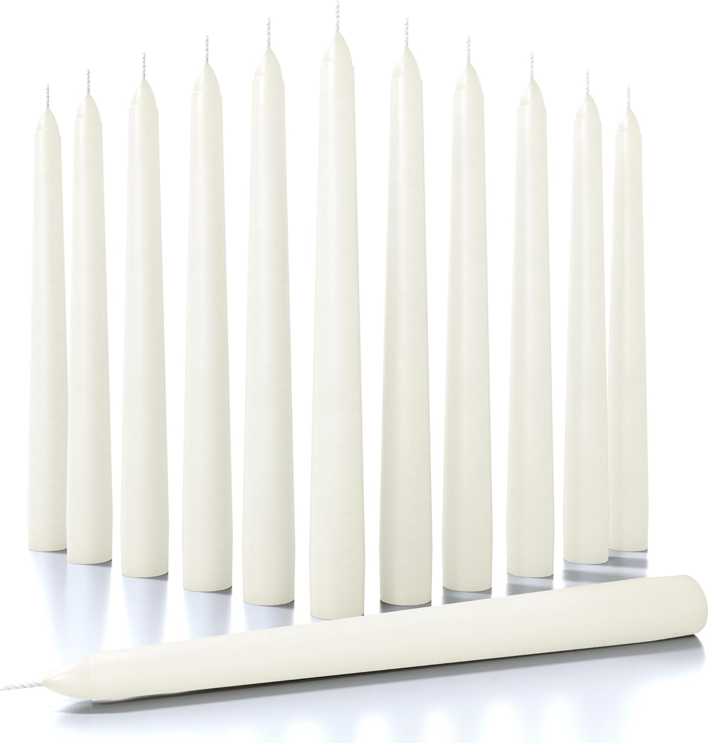 CANDWAX Ivory Taper Candles 8 inch Dripless - Set of 12 Tapered Candles ...