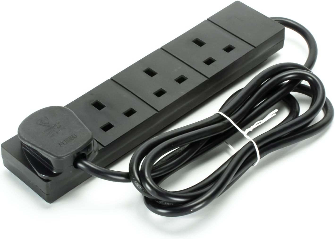 STATUS Black Multi Plug Extension | 4 Socket Extension Cable | 2m ...