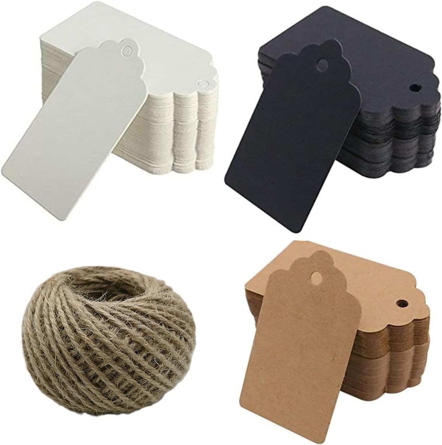 Amazon.com : 300 Feet Natural Jute Twine and 100PCS Brown Rectangle ...