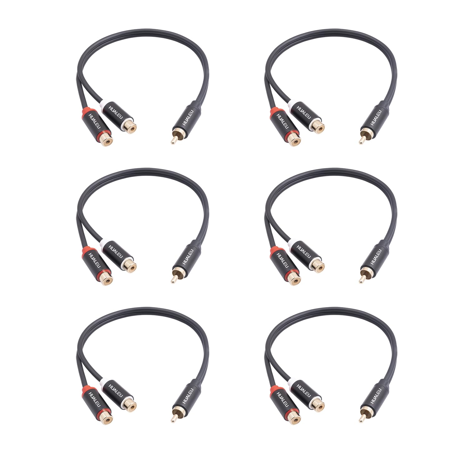 Amazon.com: HUALEU 1ft 6Pack RCA Male to 2 RCA Female Audio Y Adapter ...