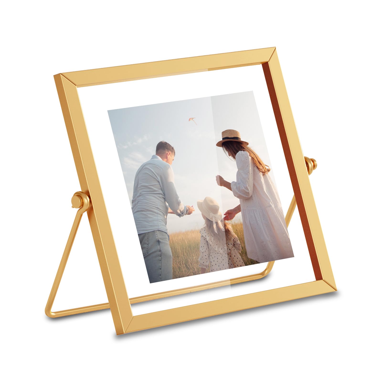 Snapklik.com : ANDUTEES 4x4 Floating Picture Frame, Gold Small Photo ...