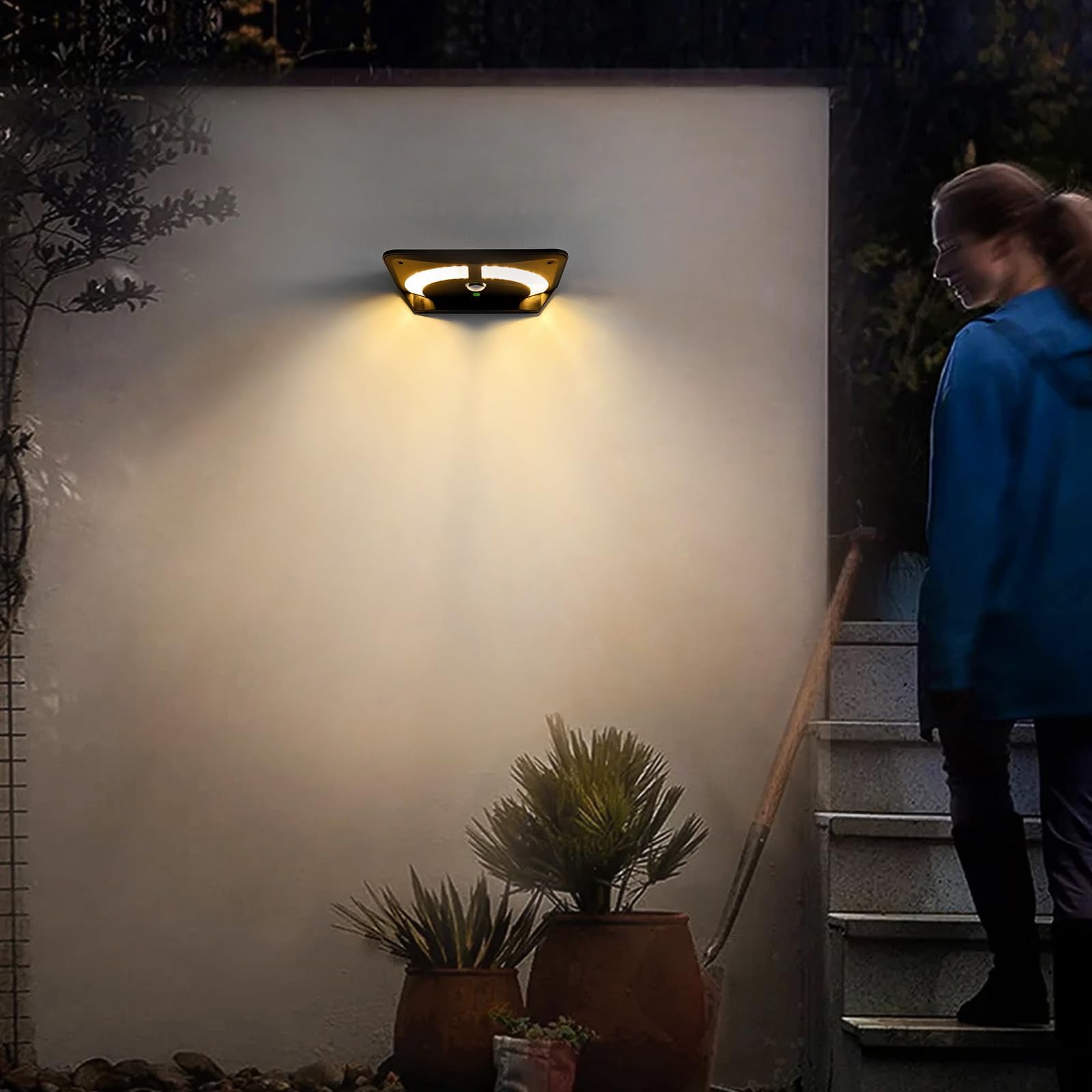 Solar Lights Outdoor, Dusk to Dawn Solar Wall Sconce Motion Sensor, 3 ...