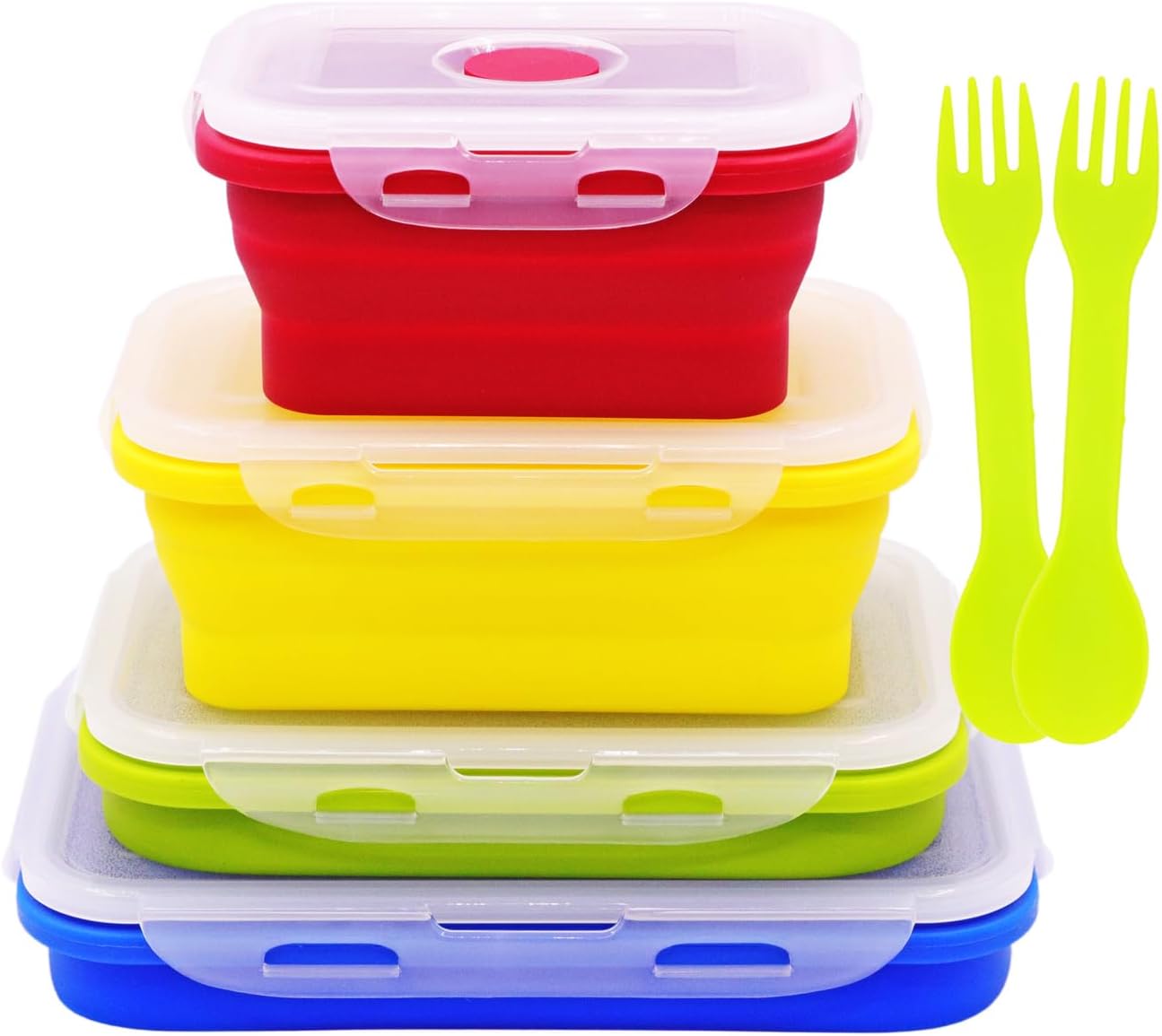Amazon.com: Set of 4 Collapsible Silicone Food Storage Container ...