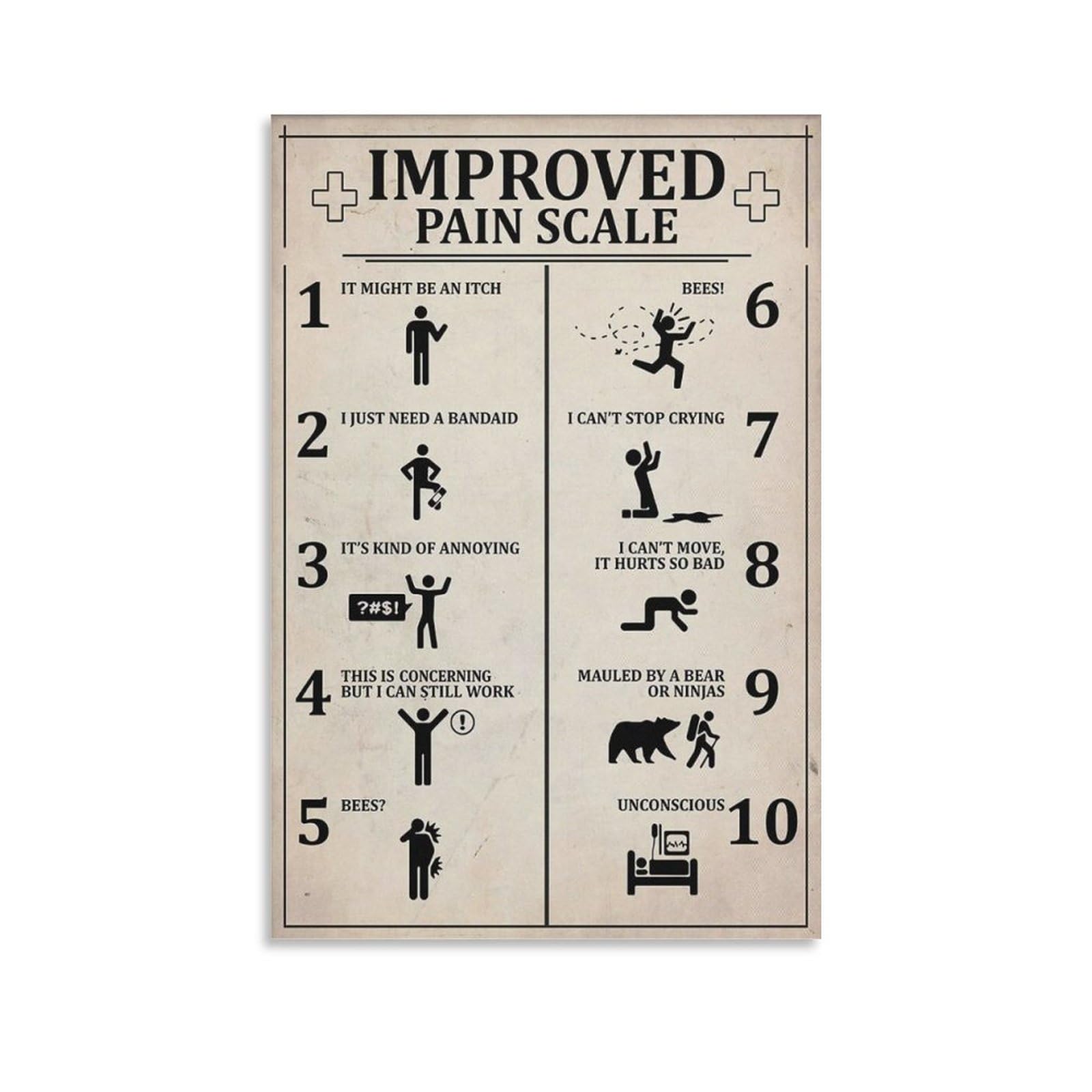 Amazon.com: Improved Pain Scale Funny Poster,Knowledge Wall Art, Mental ...
