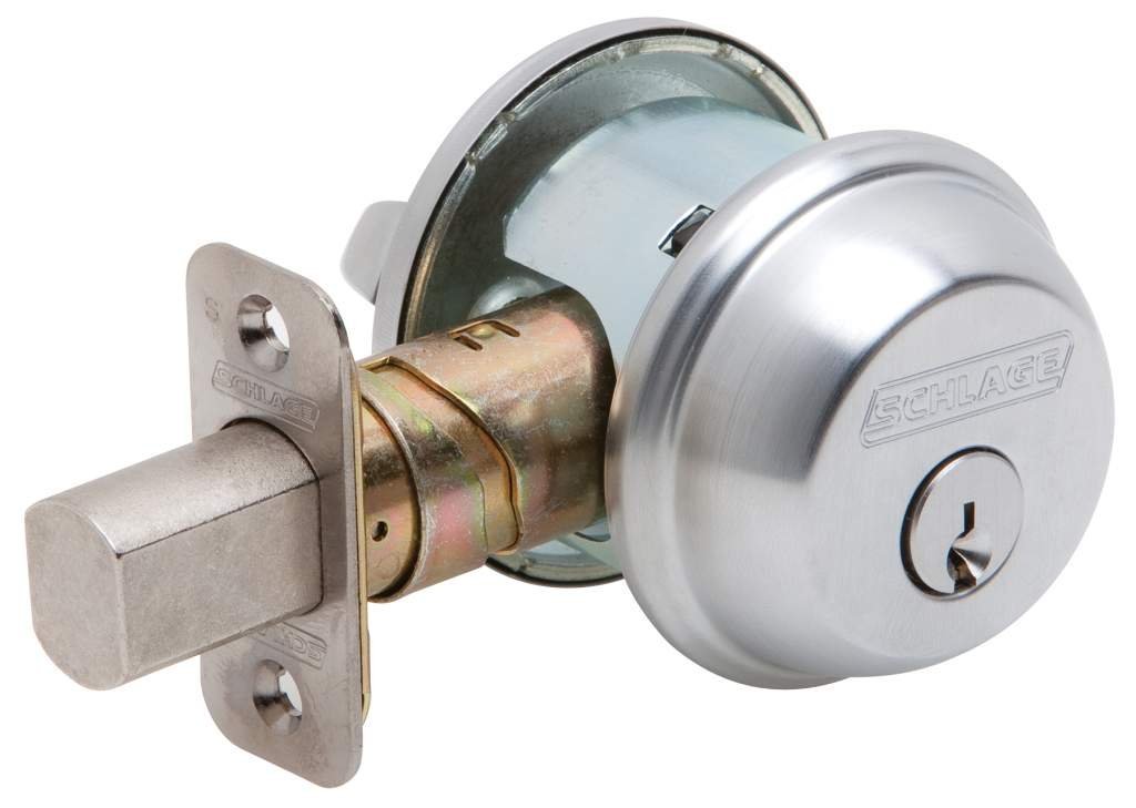 Schlage Lock B60716 Single Cylinder Deadbolt, Aged Silver - Doorknobs - Amazon.com
