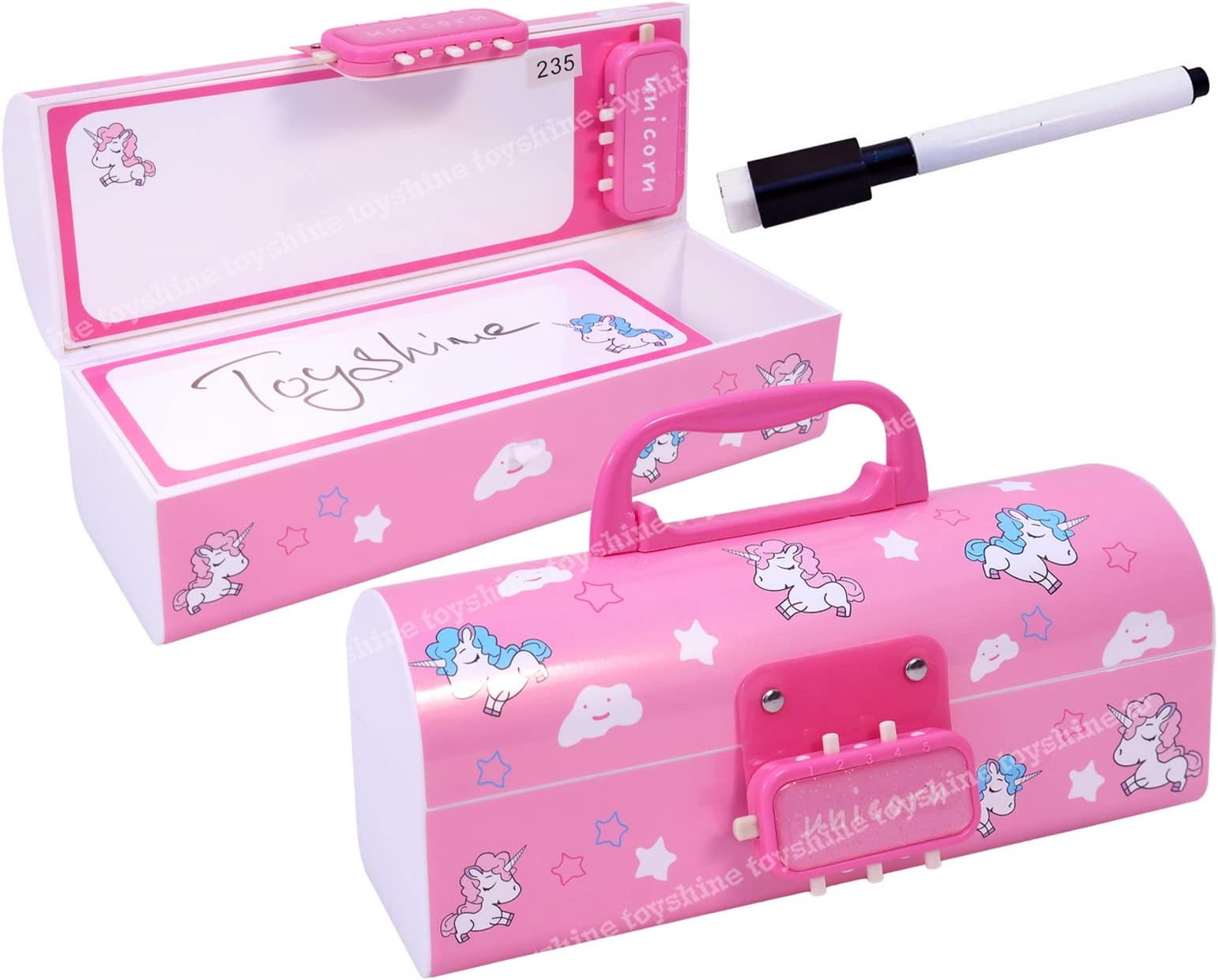 Buy Toyshine Plastic Pencil Box With Code Lock Pen Case Large Capacity ...