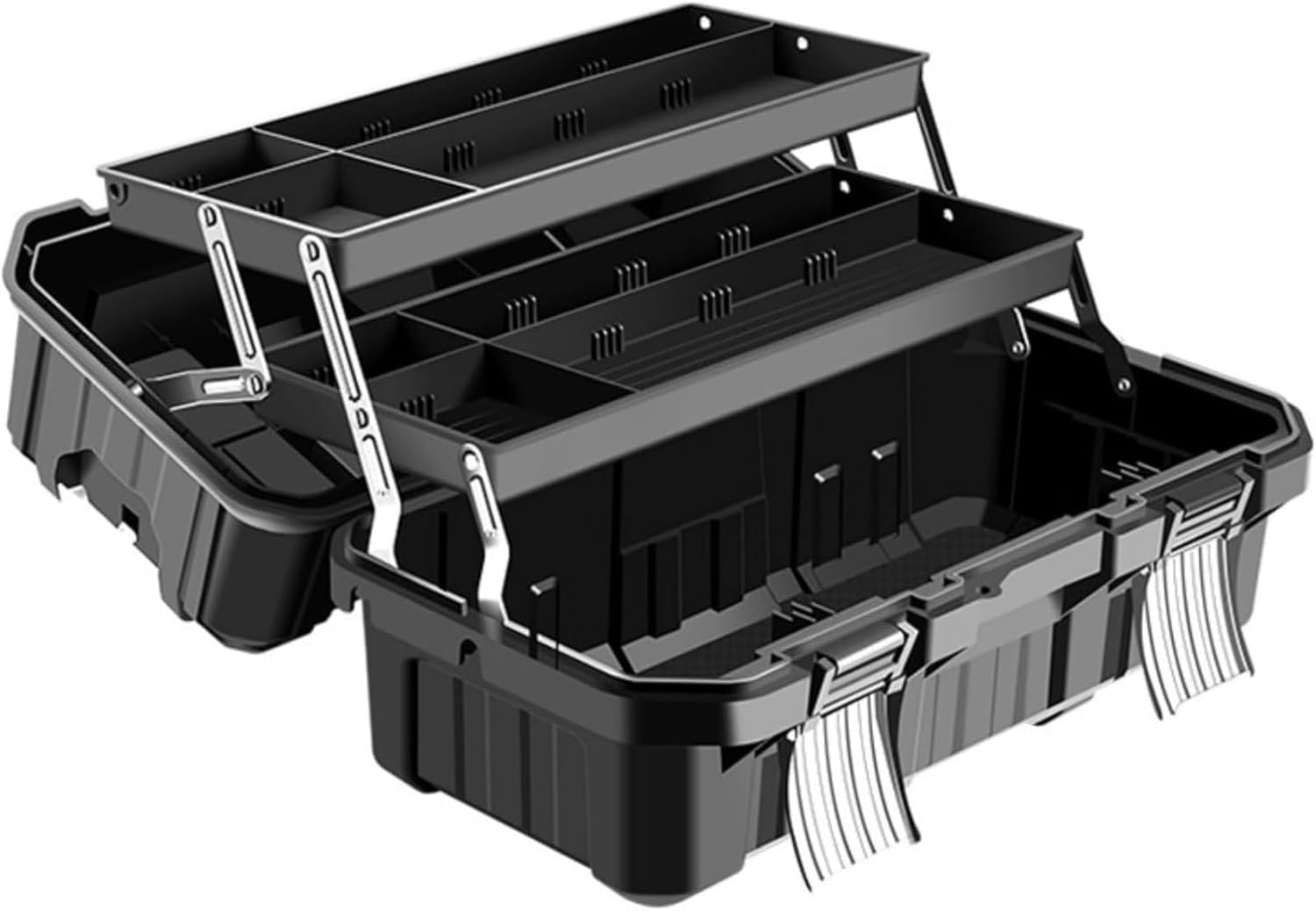 Amazon.co.jp: Momgla ツ一ルボックス 3段 工具箱 折りたたみ式 大容量 19インチ 21インチ 3段 折りたたみ式 収納ツールボックス 盗難防止 取っ手付 工具入れ ...