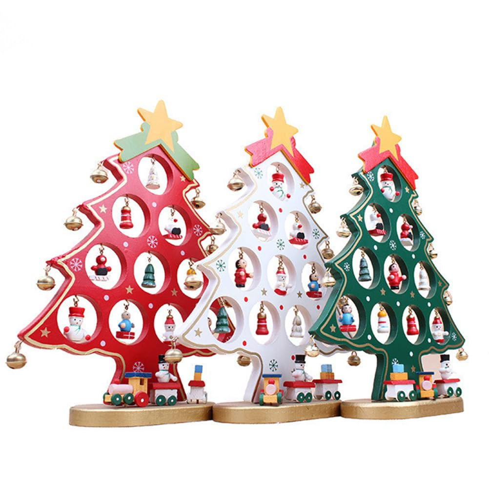 LUOEM Small Tabletop Christmas Tree Christmas Wooden Desk Decoration ...