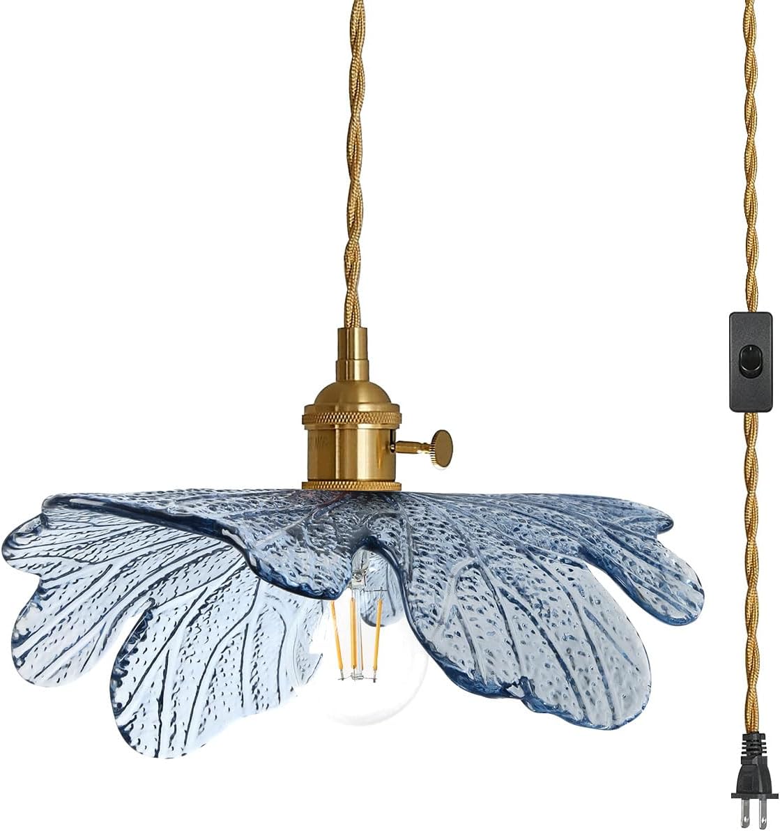 Auwieou Plug in Pendant Light, Vintage Hanging Light with Plug in Cord ...