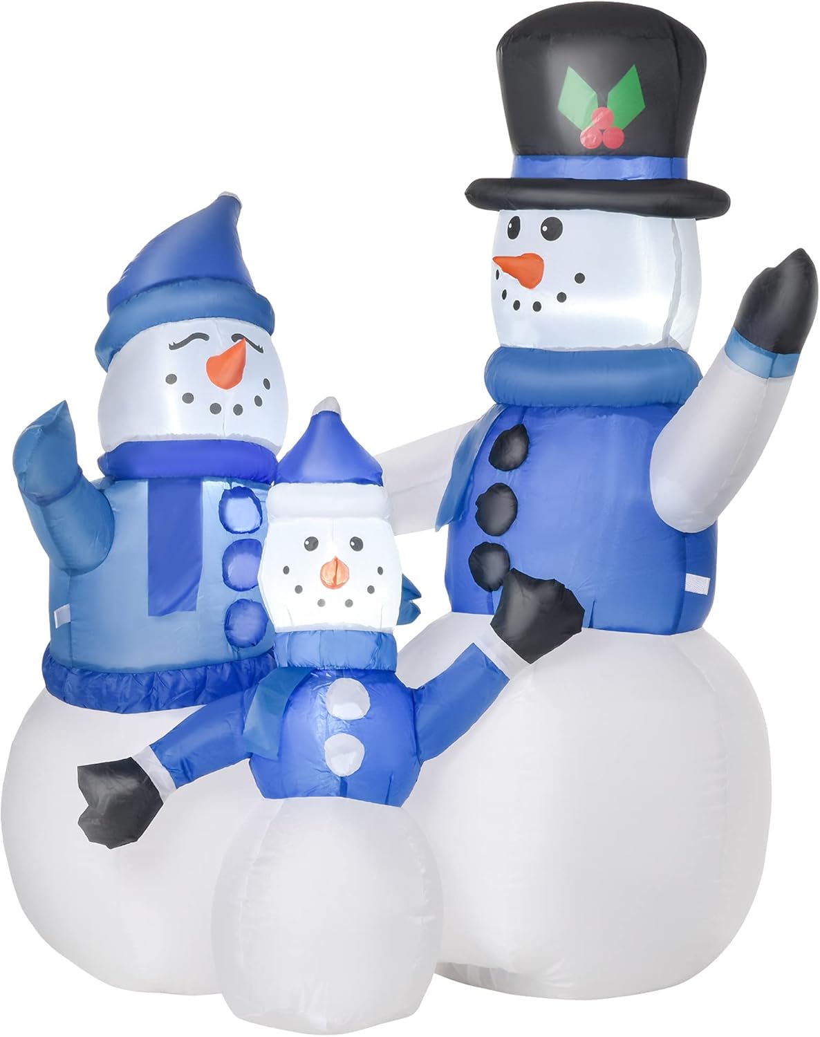 HOMCOM 4ft Inflatable Christmas Snowmen Family Xmas LED Outdoor Indoor ...