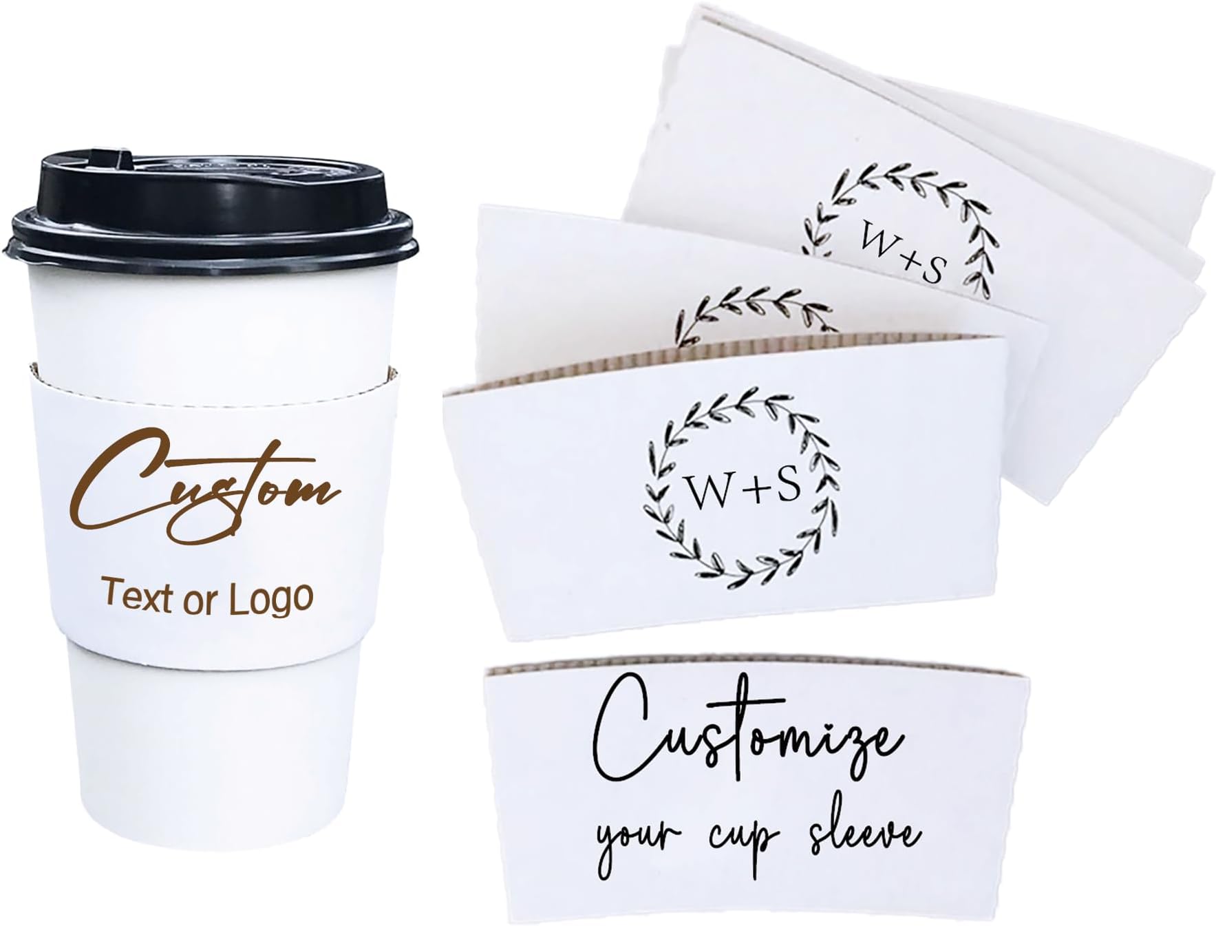 Amazon.com: 10-20oz Custom White Coffee Cup Sleeves,Personalized ...