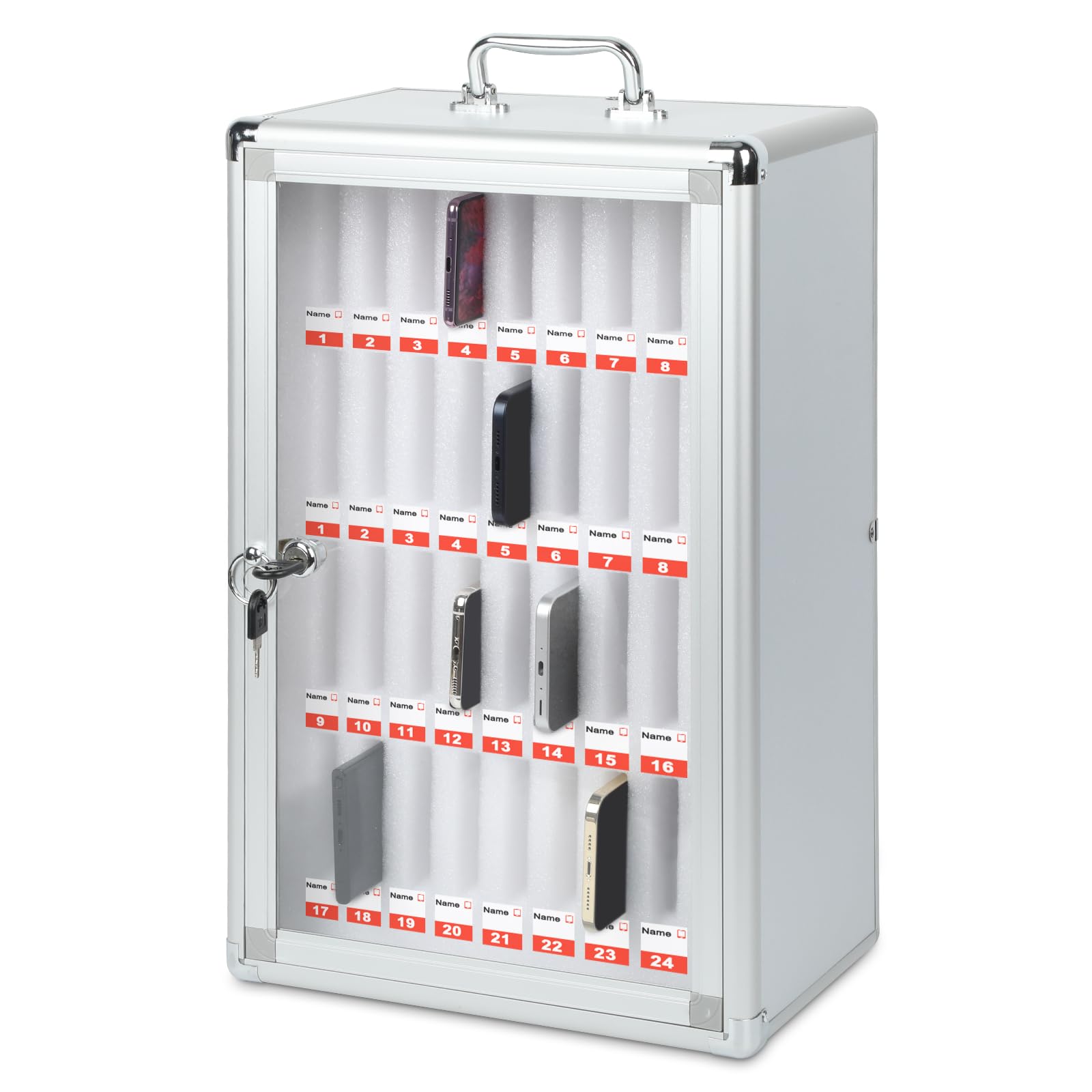 Amazon.com: Longhuo 36 Slots Aluminum Alloy Cell Phone Holder Classroom ...