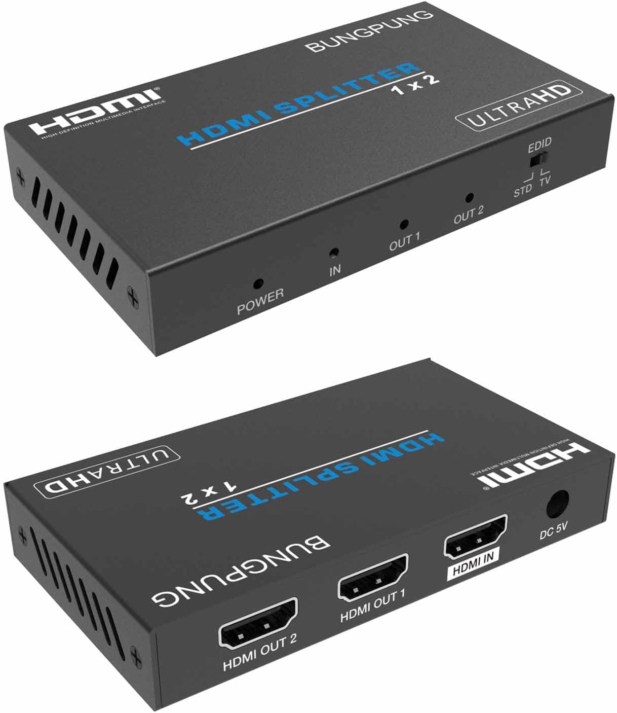 Amazon.com: BUNGPUNG 4K@60Hz HDMI Splitter 1 in 2 Out EDID Management ...