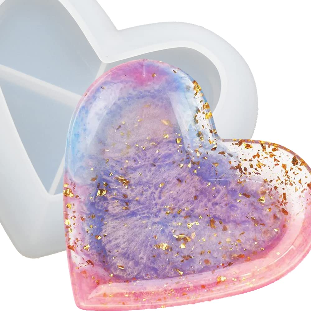Amazon.com: Heart Shape Plate Epoxy Mold 4.5" x 3.7" x 0.6" Resin ...