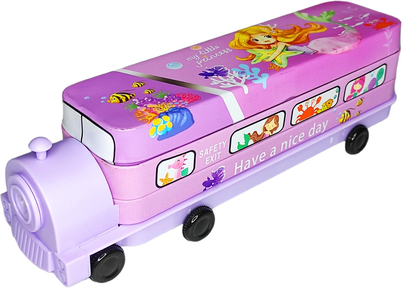poksi® Mermaid Train Pencil Box with Double Storage Space with Inbuilt ...