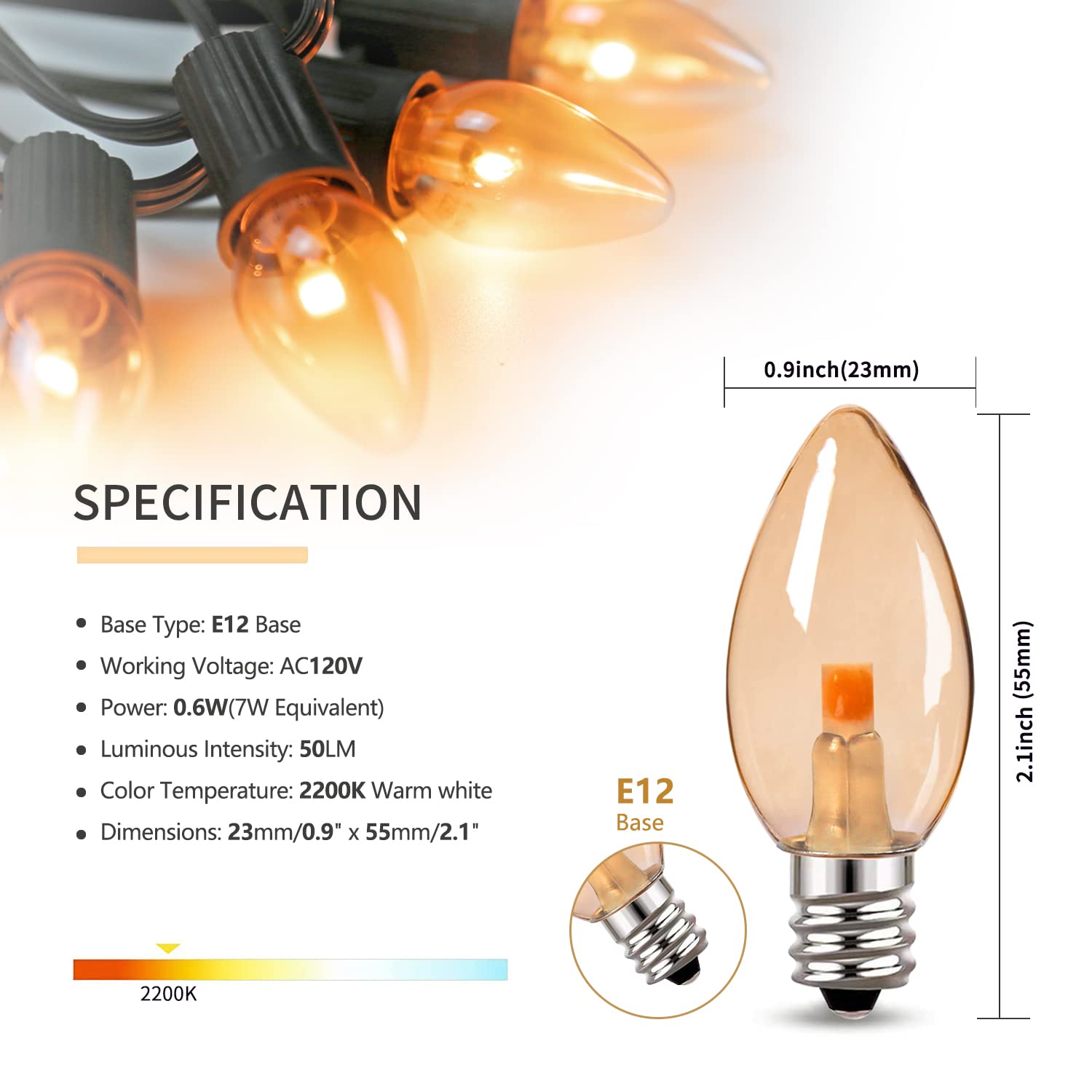 Snapklik.com : C7 LED Bulb-LED Night Light Bulbs-E12 C7 Candelabra LED ...
