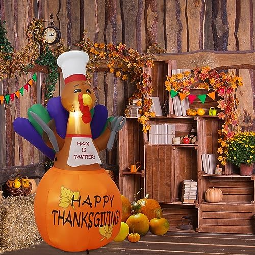 Amazon.com: KOOY 6 FT Thanksgiving Inflatable Turkey with Colorful Tail ...