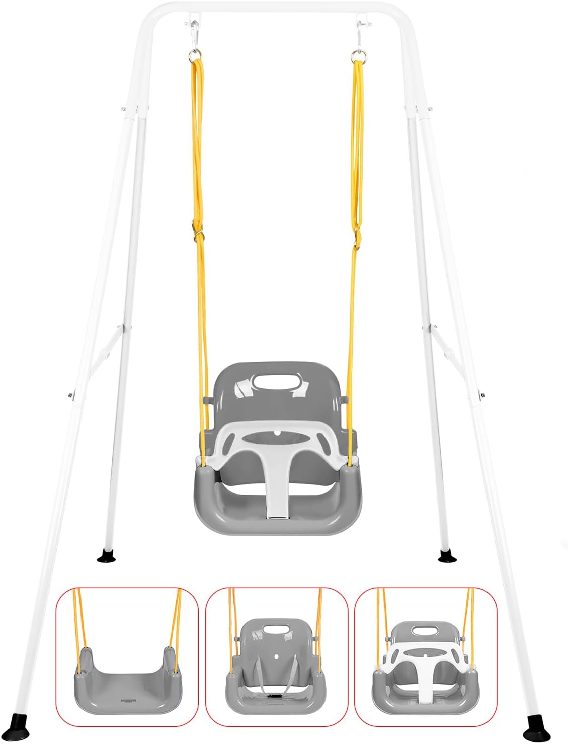 Amazon.com: 3-in-1 Toddler Swing Set, Foldable Baby Swing with Stand ...
