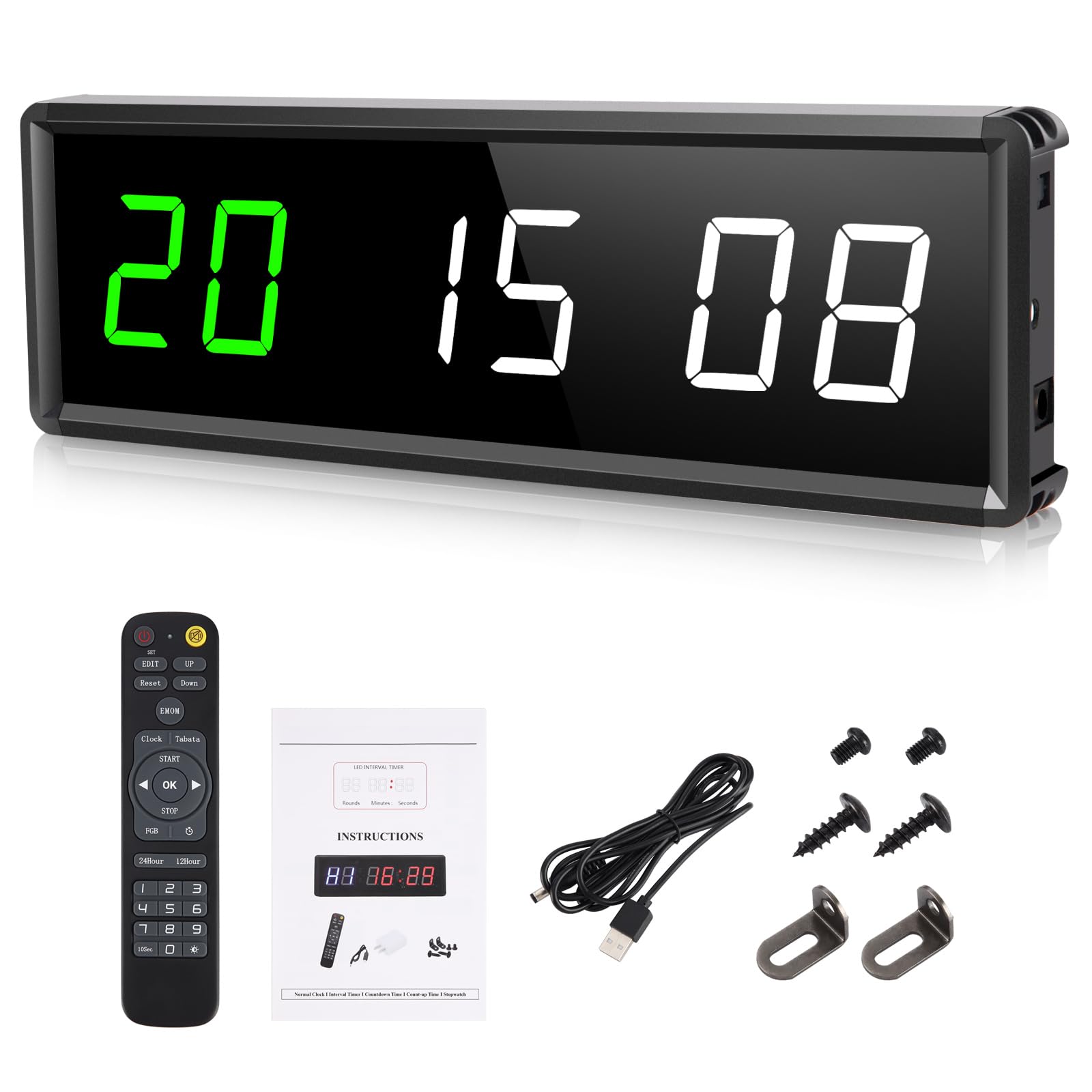 PELLOR Gym Timer, Gym Clock, LED Countdown Countdown Digital Wall Clock ...