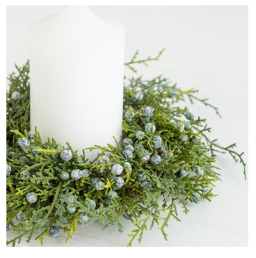 Amazon.com: Artificial Oregon Juniper Cedar and Berry Wreath Ring ...