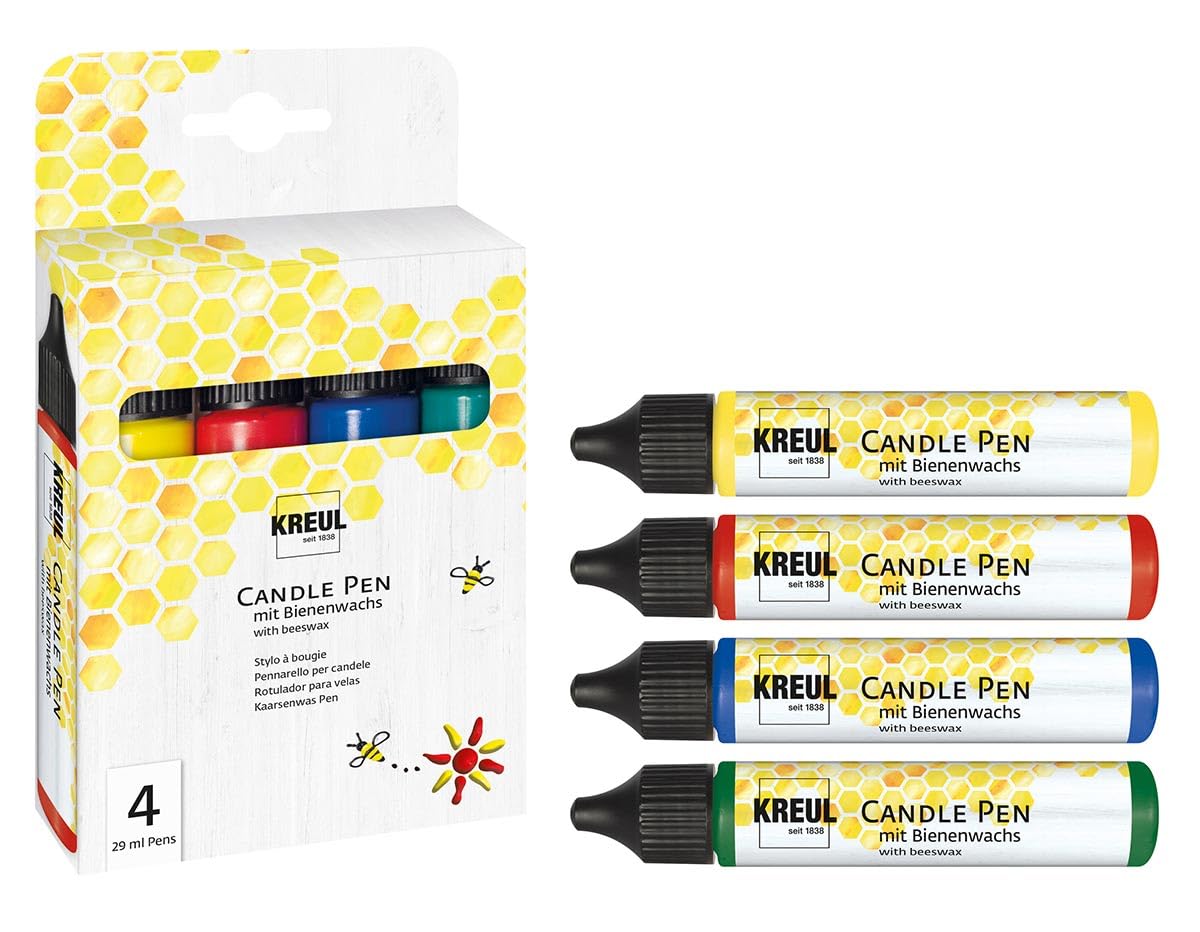 Amazon.com: KREUL 49755 Candle Pen Set of 4, Yellow, Red, Blue Green ...