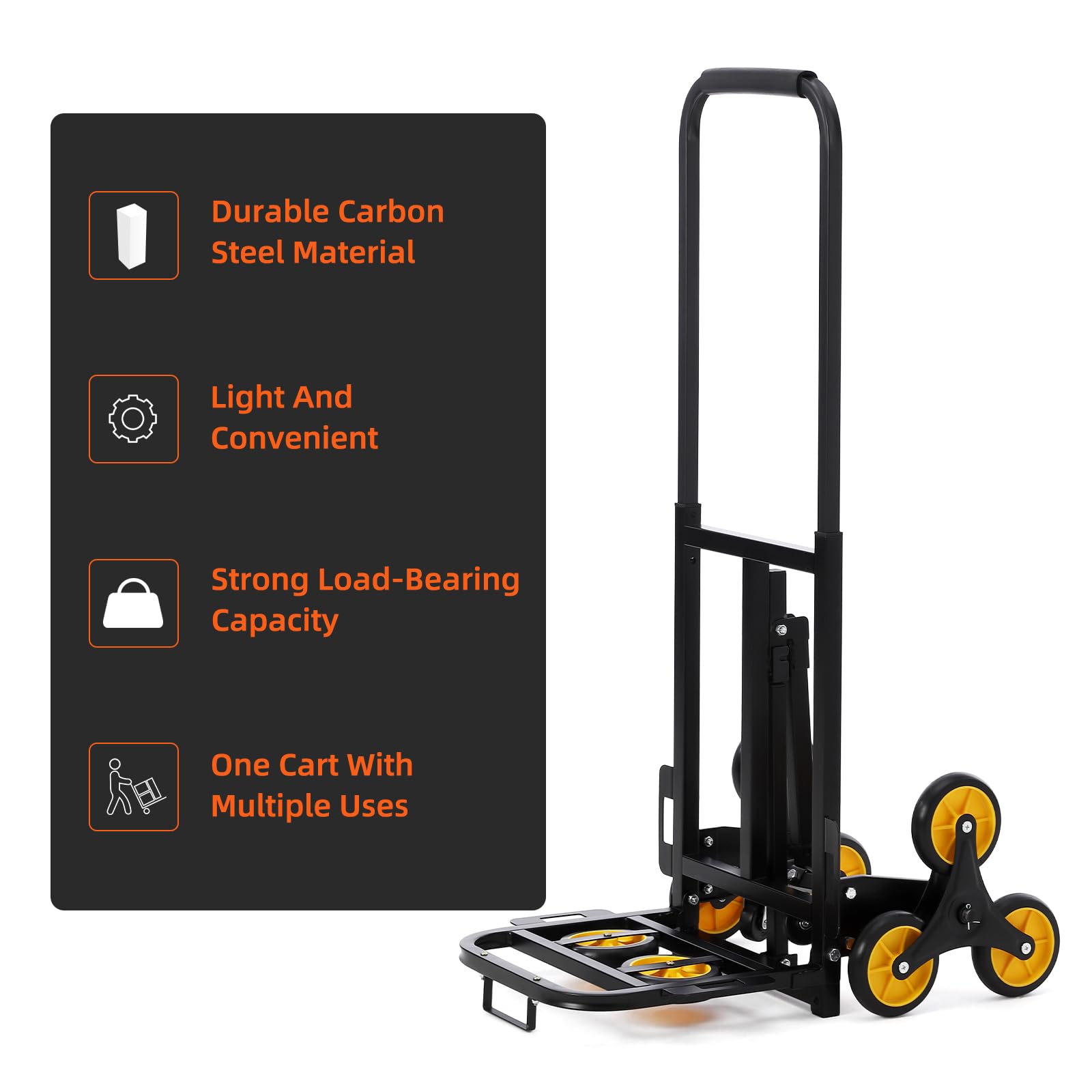 Snapklik.com : Stair Climber Hand Truck - 330 Lb Capacity Foldable Cart
