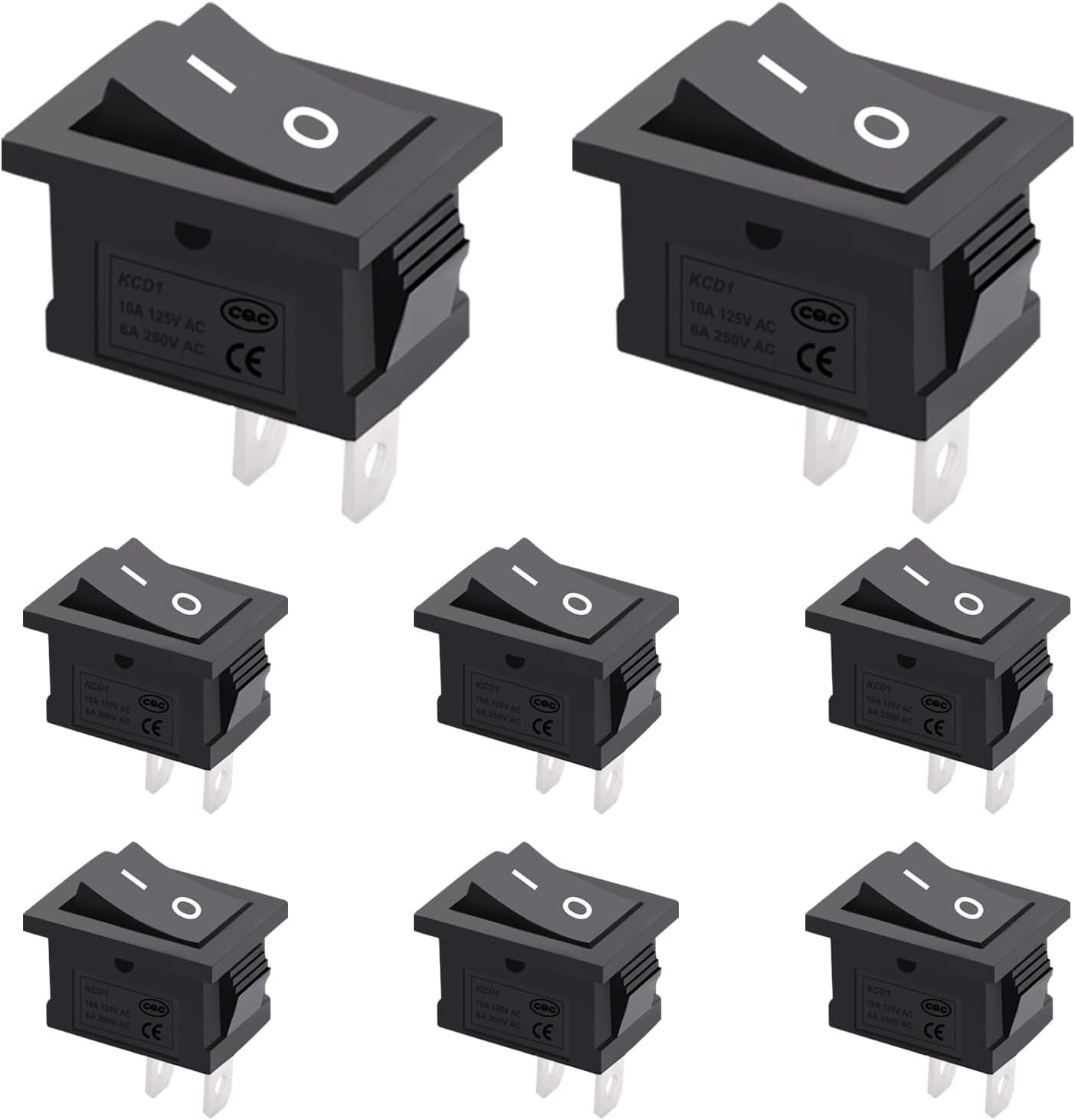 Pack of 20 DC AC Rocker Switch 2 pins SPST, Mini ON/OFF Toggle Switch ...