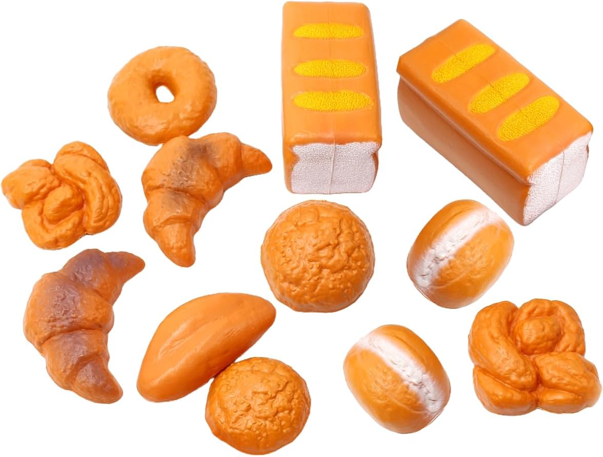 Amazon.com: PowerTRC 12 Pieces Life Size Fake Bread Playset | Pretend ...