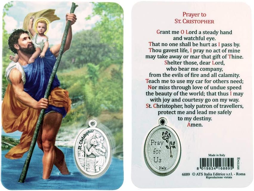 Amazon.com: Pack of 10 - St Christopher Protection Prayer Card (3 3/8 ...