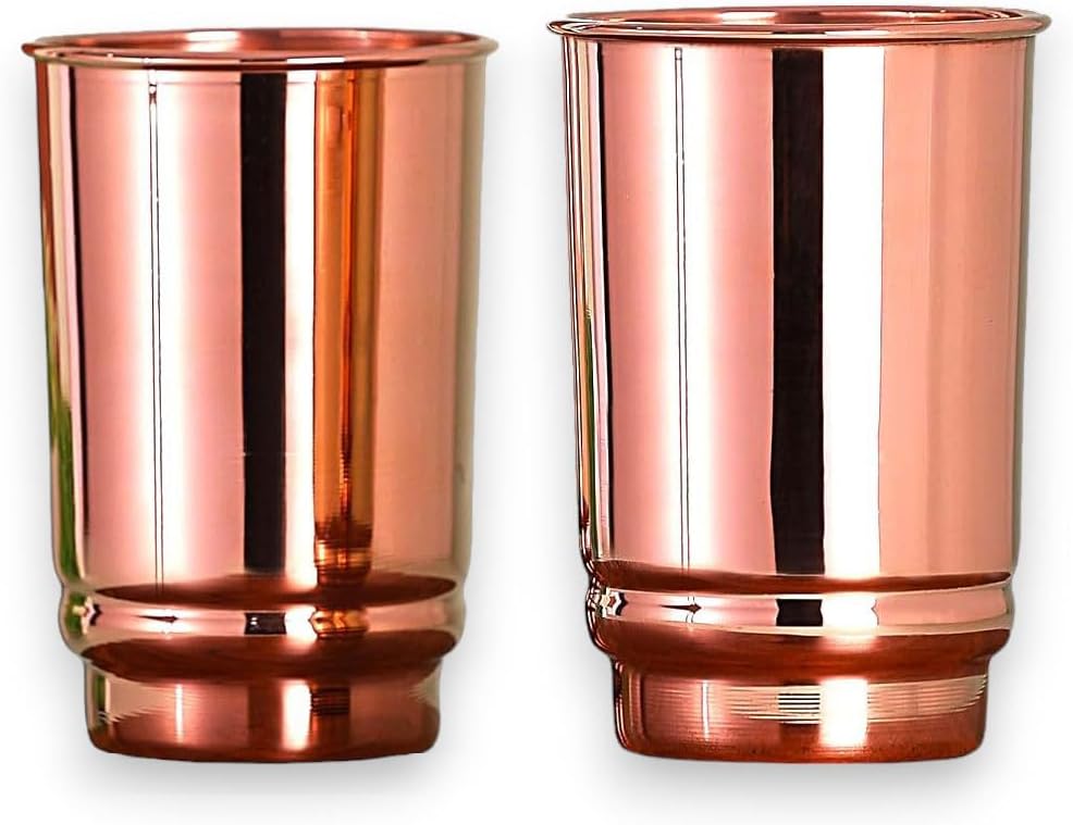 Amazon.com | HEALTHANDWEALTH Pure Copper Tumbler Set of 2 | Copper ...