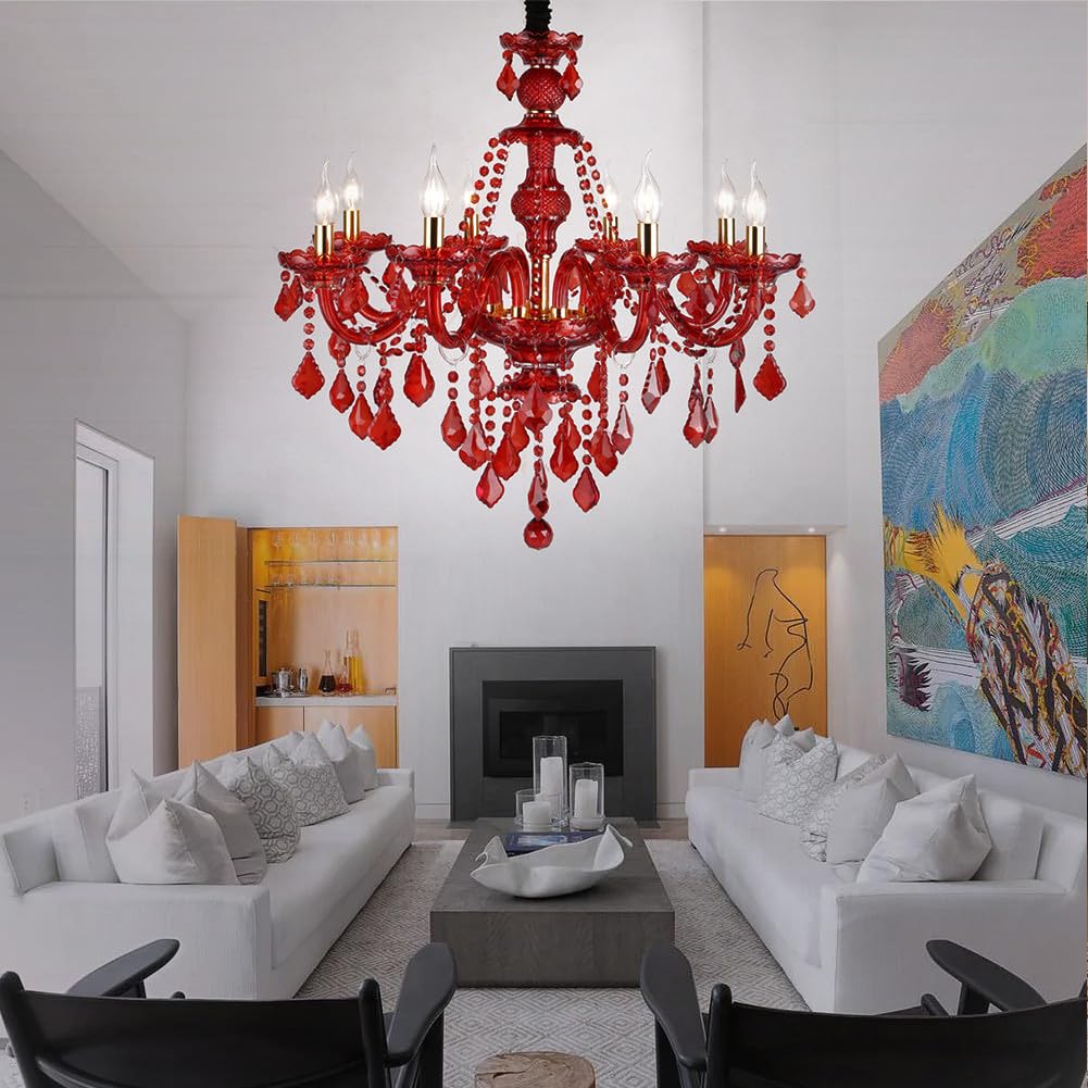 Red Crystal Chandeliers With Shades