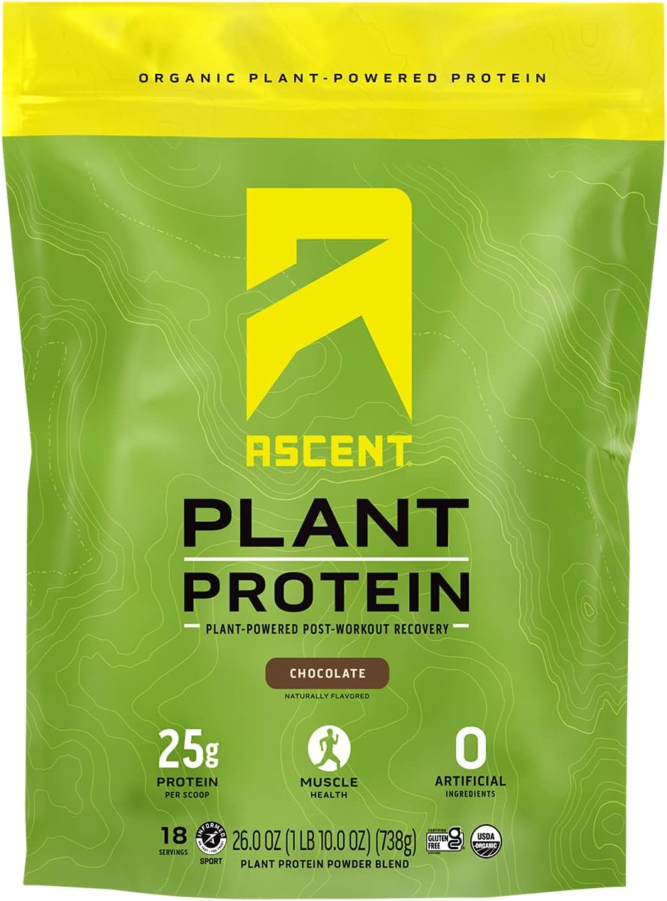 Amazon.com: Ascent Organic Plant Based Protein Powder- Chocolate - 18 ...