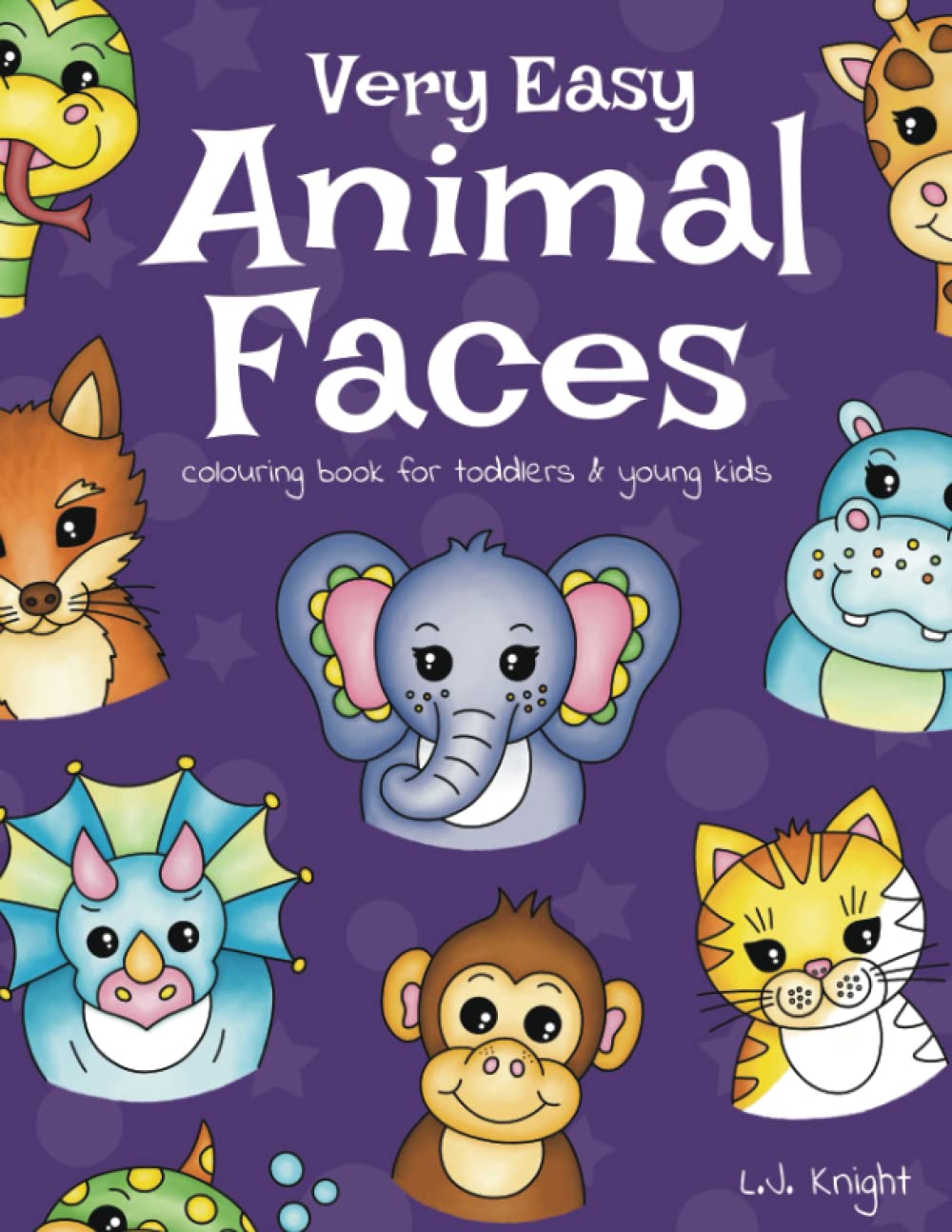 Very Easy Animal Faces Colouring Book for Toddlers and Young Kids: 30 ...