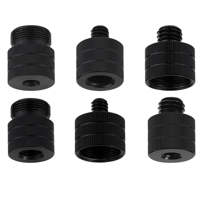 6pcs Mic Stand Adapter, Black Aluminium Alloy Camera Stand Adapter Mic ...