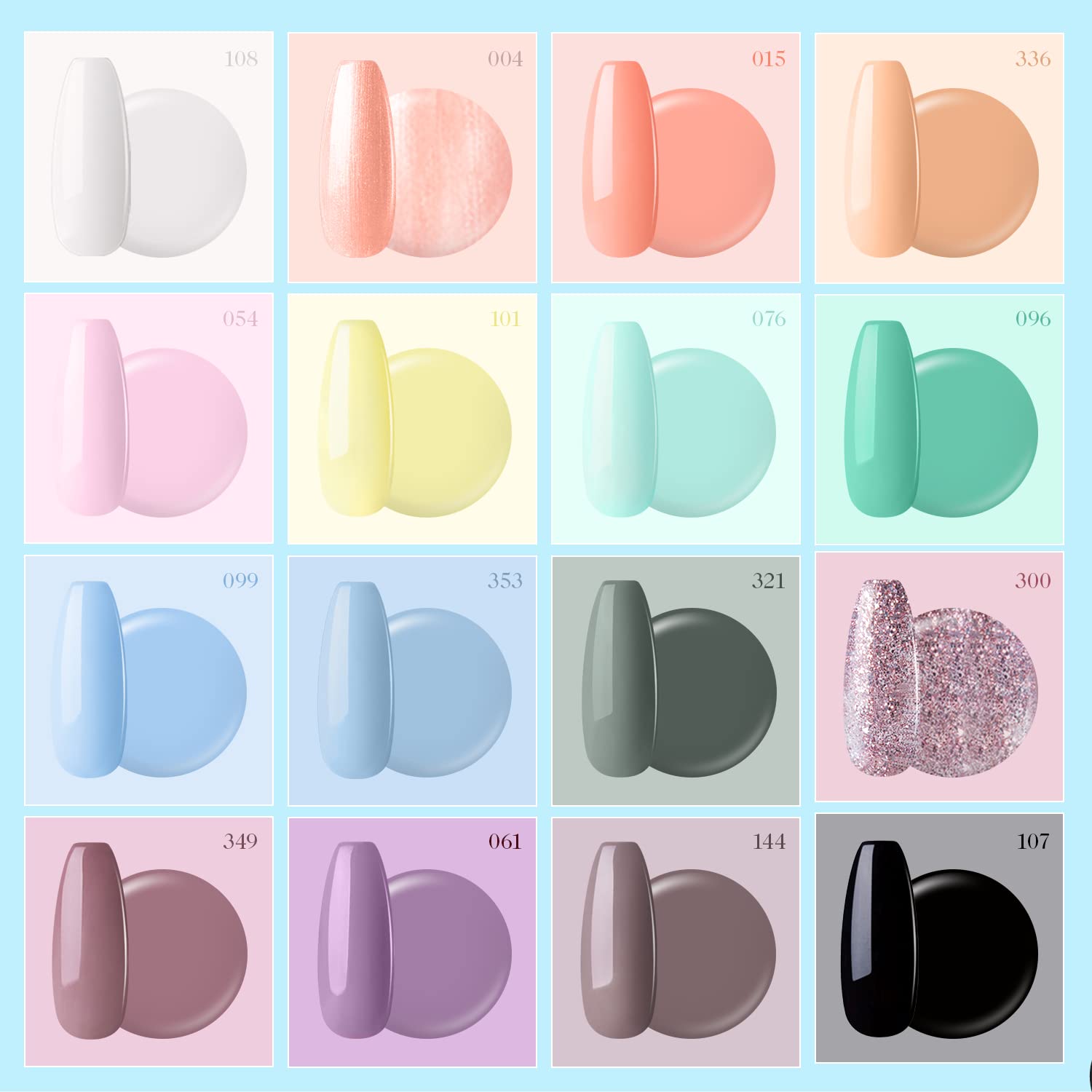 Candy Lover Gel Nail Polish Set 19 PCs 16 Popular Macaroon Colors with ...