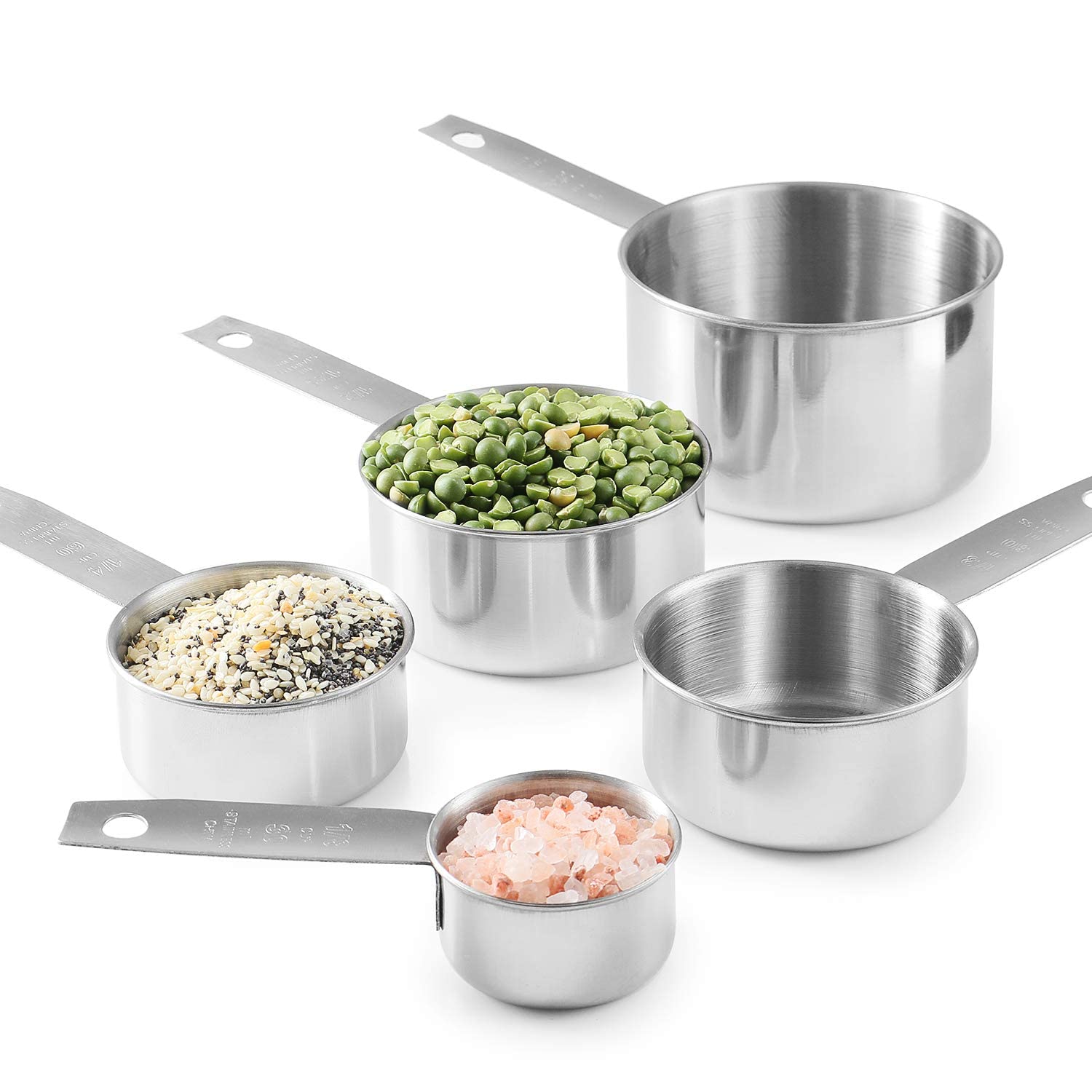 Buy Oval Measuring Cups Stainless Steel 5 Piece Set, Kitchen Aid Safe ...