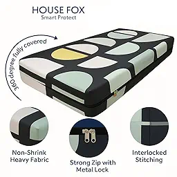 Buy House Fox Cotton Mattress Cover Zipper| Non-Shrink Heavy Fabric ...