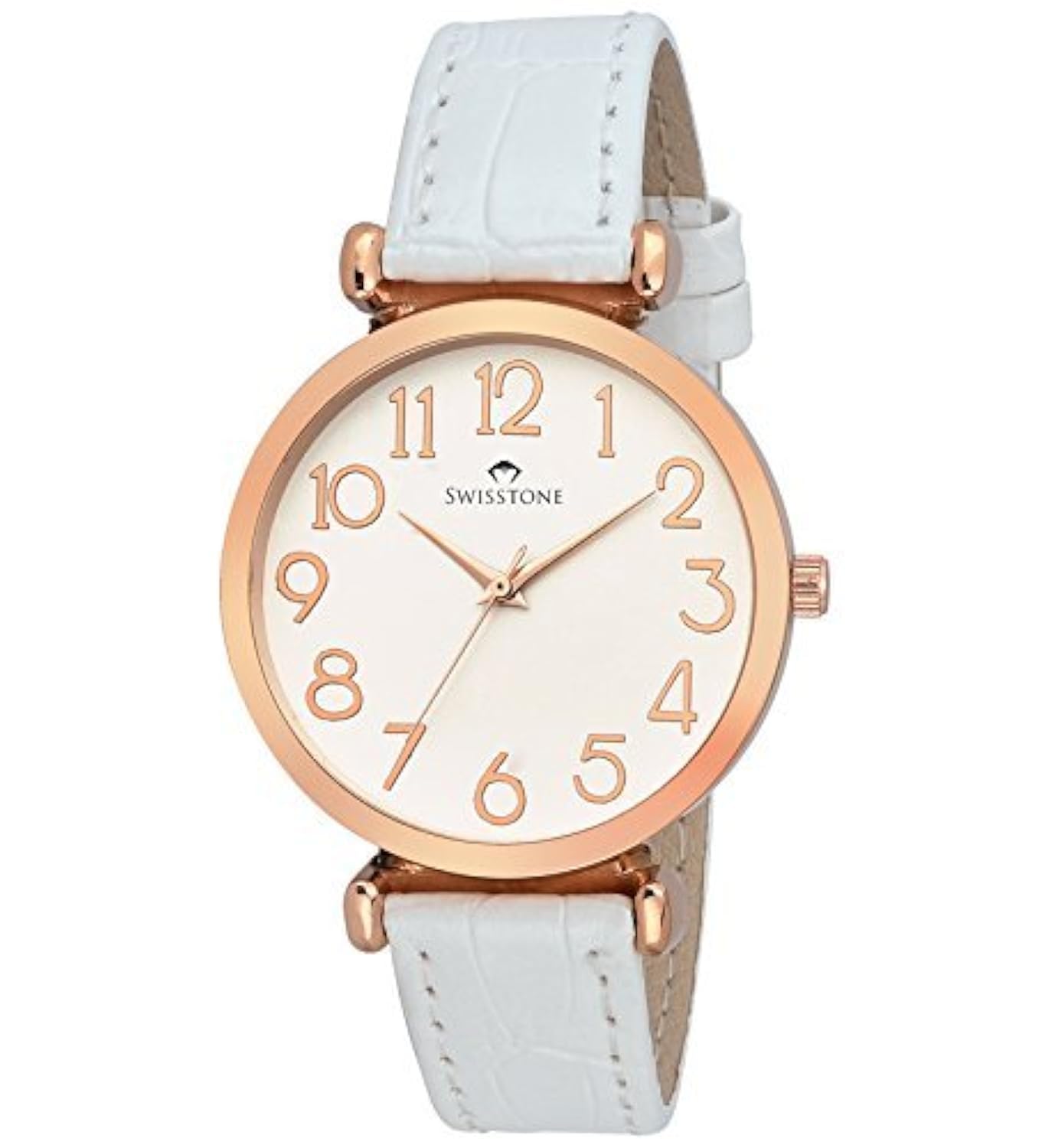 SWISSTONE Leather Women'S Analog Watch With White Colored Strap ...