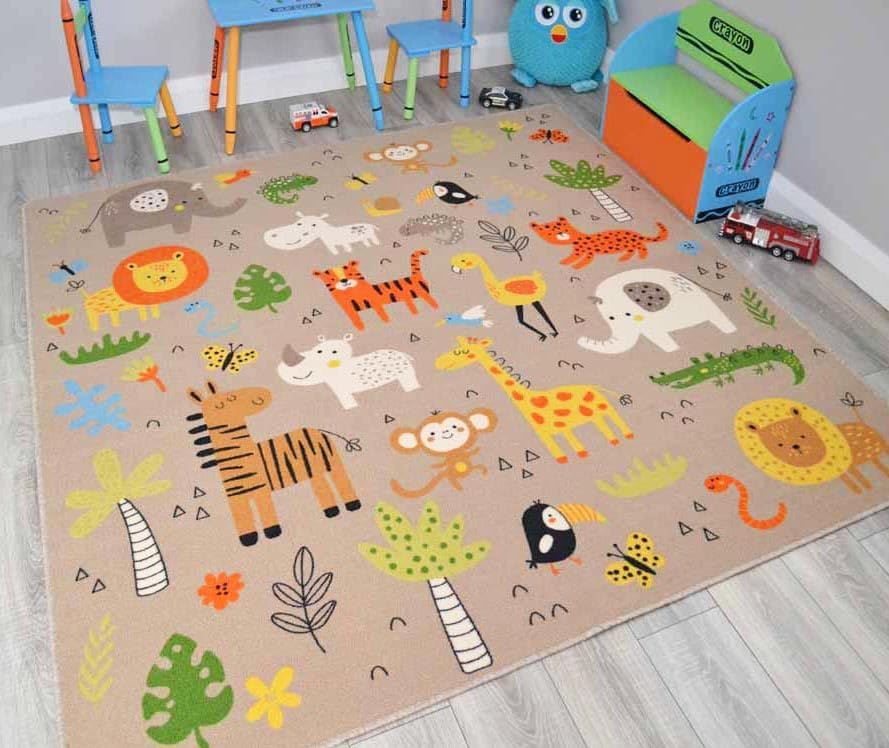 Kids Zoo Animals Dinosaur Rugs Washable Nursery Playroom Bedroom ...