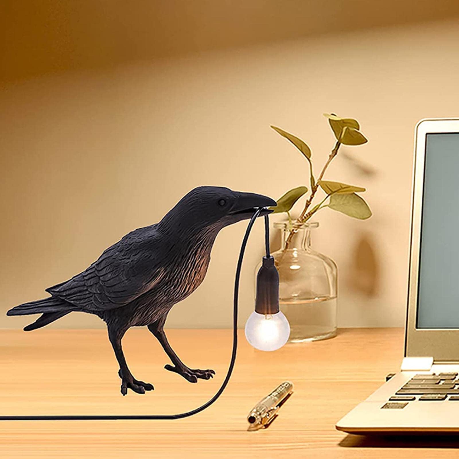 HGomx Raven Desk Lamp, Raven Lamp, Bird Lamp, Resin LED Bird Lamp for ...