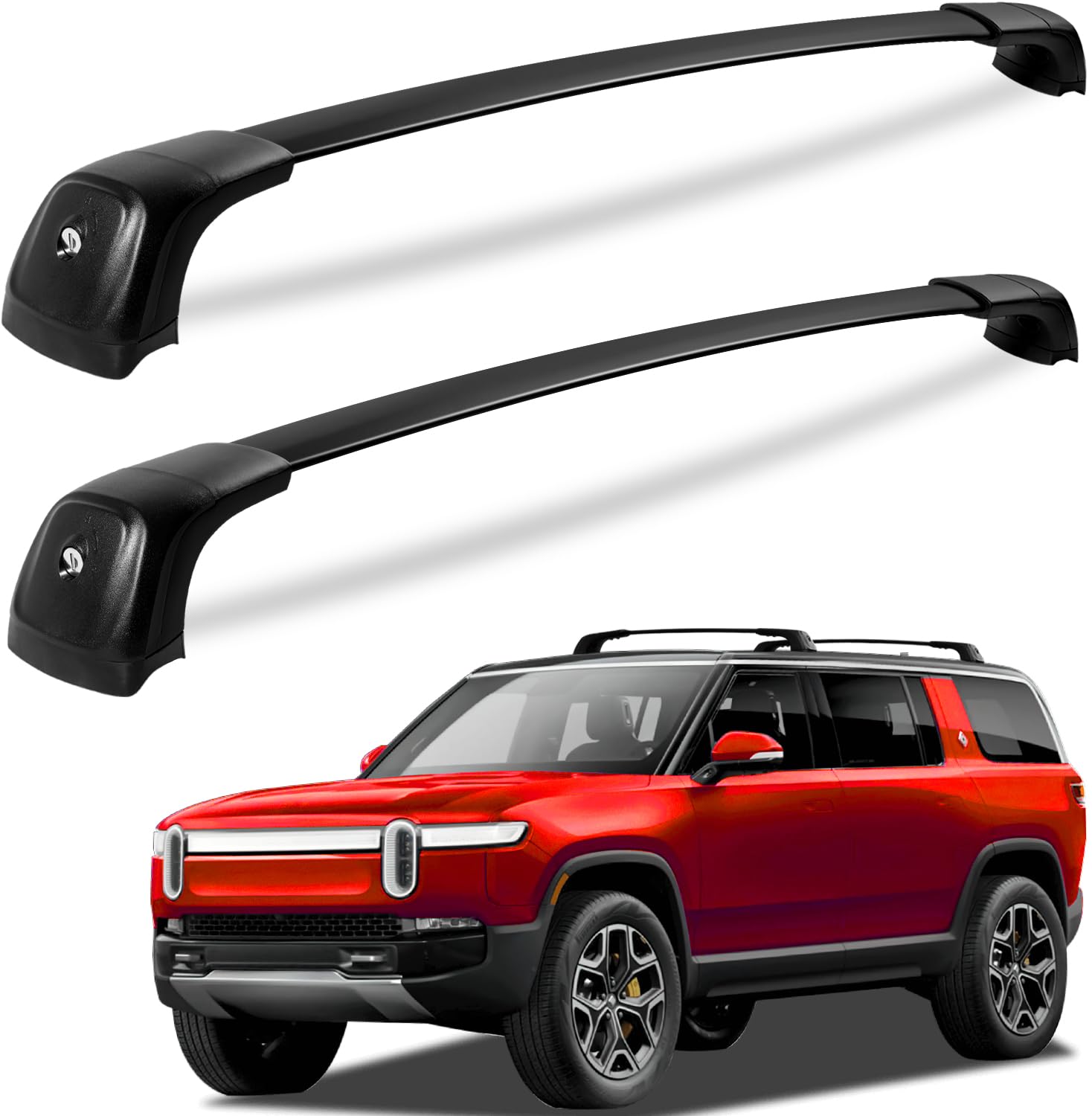Lockable 220lbs Roof Rack Cross Bars Compatible with Rivian R1S 2022 ...