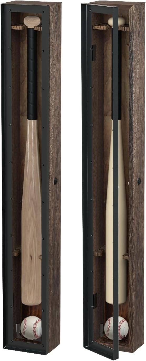 Amazon.com: VIEWAY Baseball Bat Display Frame Case, Wall Mount Wooden ...