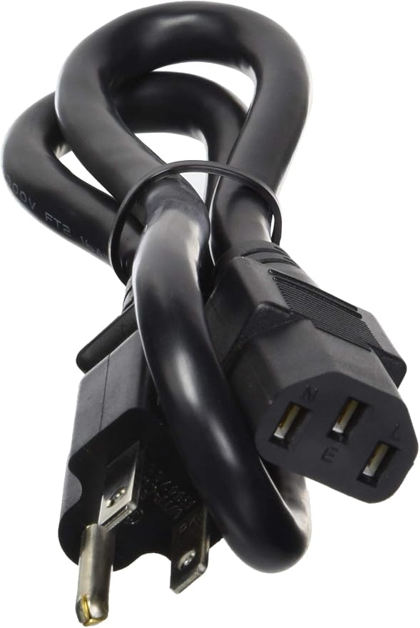 Amazon.com: Monoprice 3-Prong Power Cord - 2 Feet - Black (6-Pack) NEMA ...