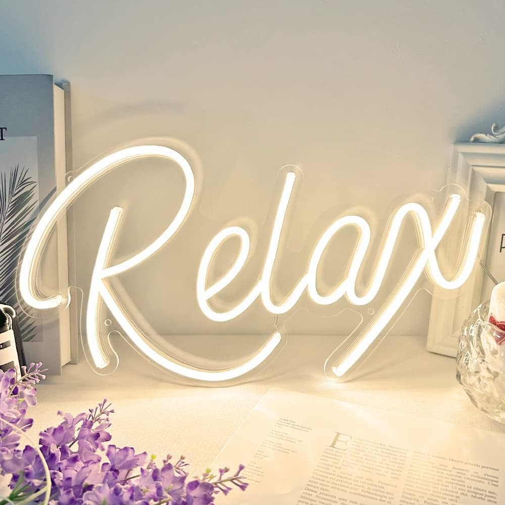 Amazon.com : Relax Neon Sign Unique Art Ornaments with Dimmable Switch ...