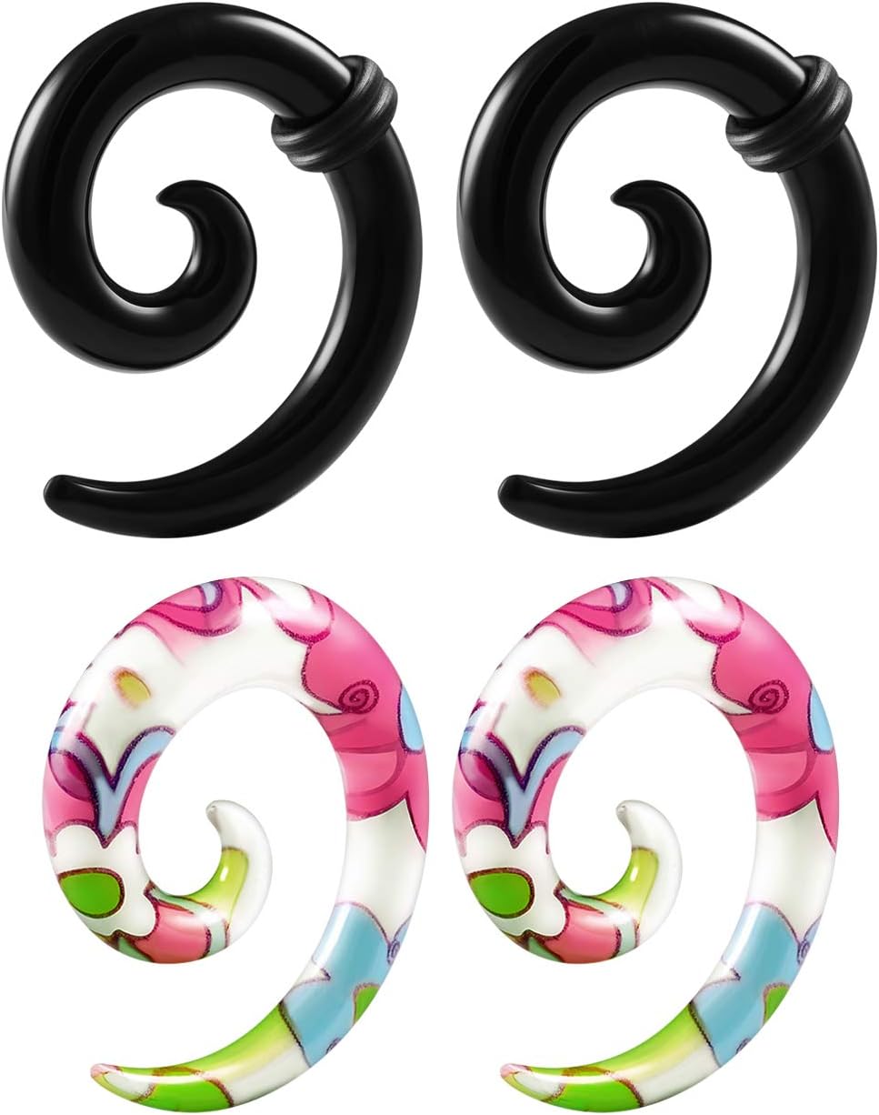 Amazon.com: BIG GAUGES 2 Pairs Black Coil Acrylic 2gauges 6 mm Spiral ...