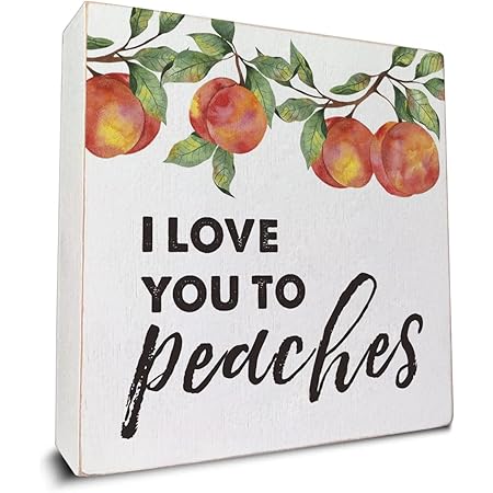 Amazon.com: I Love You to Peaches Wooden Box Sign Desk Decor, Peachy ...
