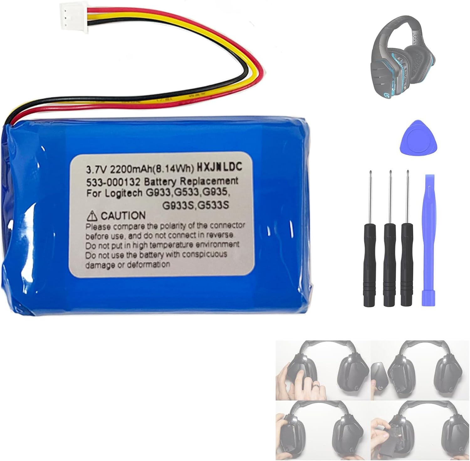 Aousavo 533-000132 Replacement Battery Compatible with Logitech G933 ...