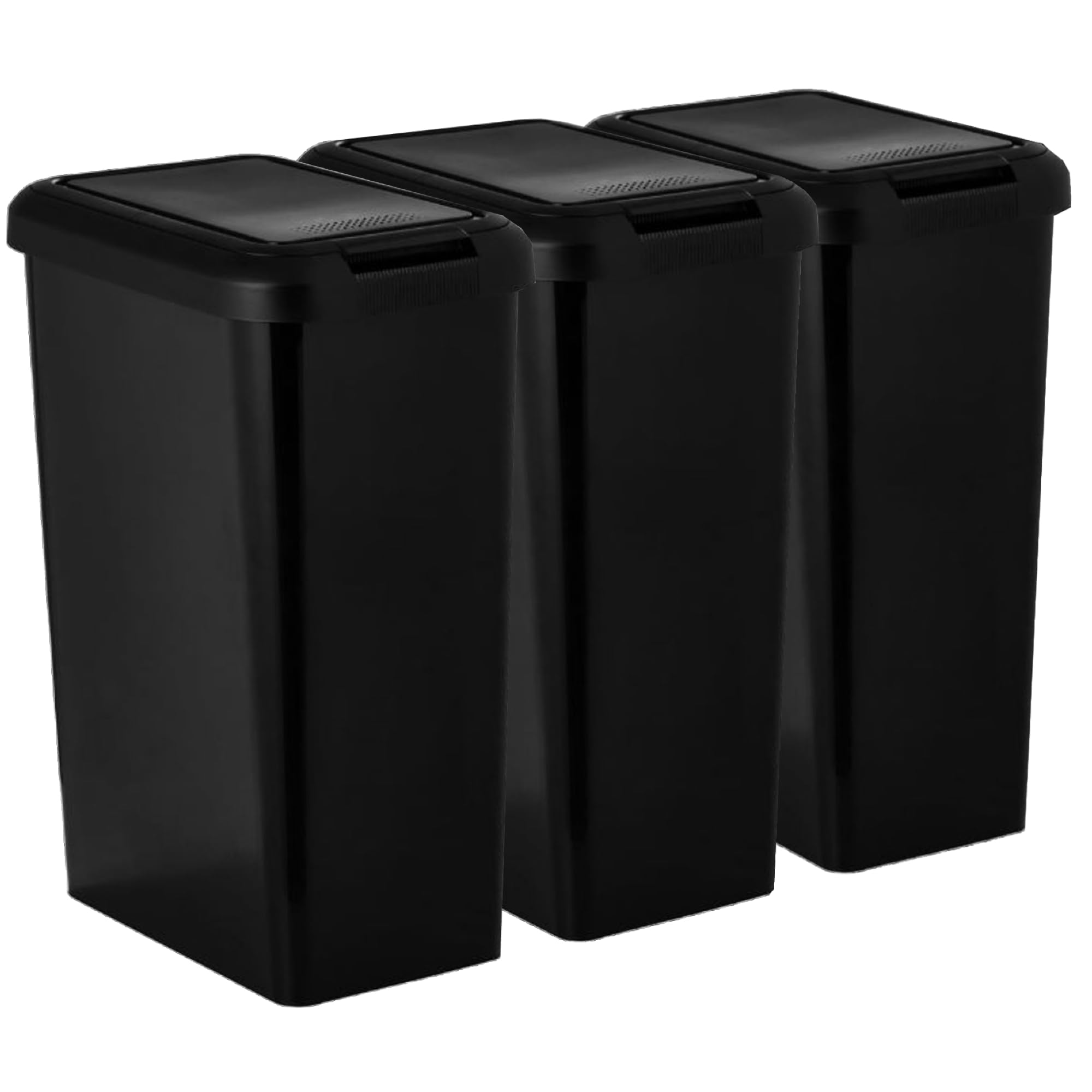 Recycling 45 Litre Set of 3 Waste Utility Plastic Bins Interlocking ...